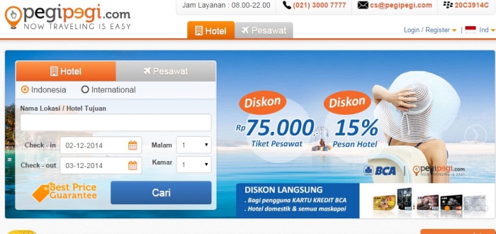 Pegipegi website booking hotel di Indonesia