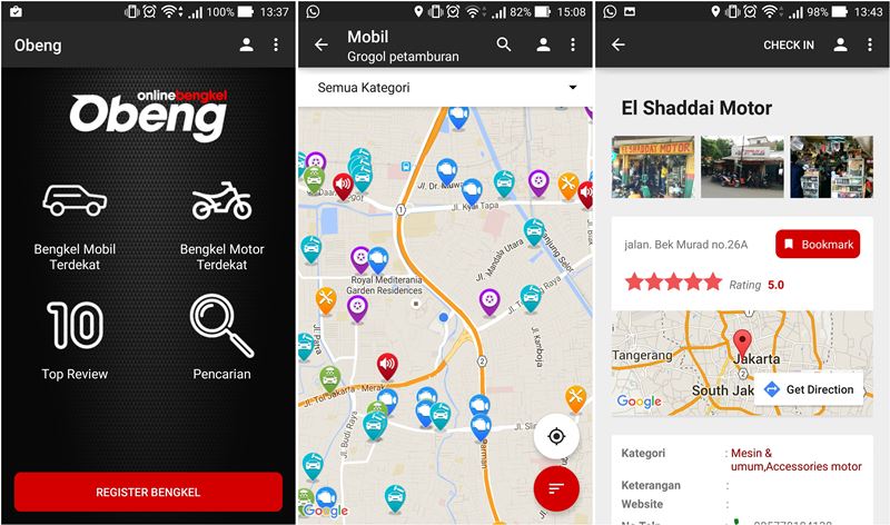 Obeng, Aplikasi Bengkel Motor dan Mobil di Indonesia