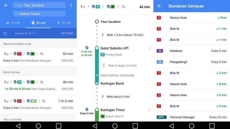 Google Maps Tampilkan Jadwal Kedatangan Bus TransJakarta