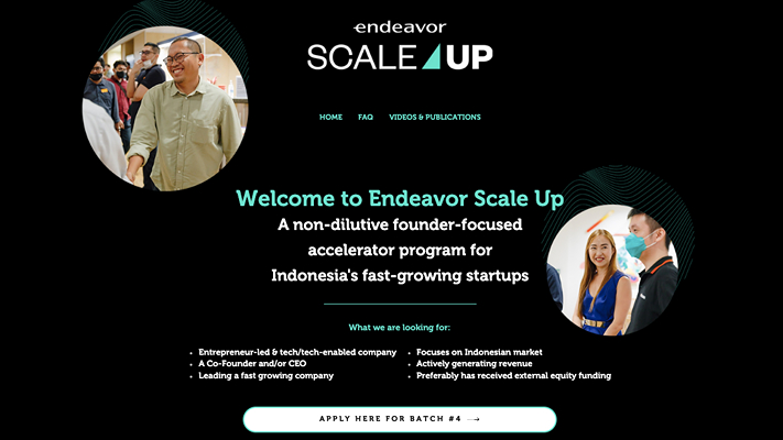 Endeavor Buka Akselerator Scale Up Batch 4, Cari 20 Startup